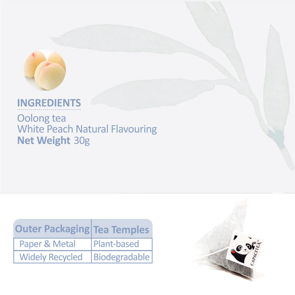 Hot & Cold Brew White Peach Oolong Tea 15 Pyramid Tea Bags – CAPACITEA