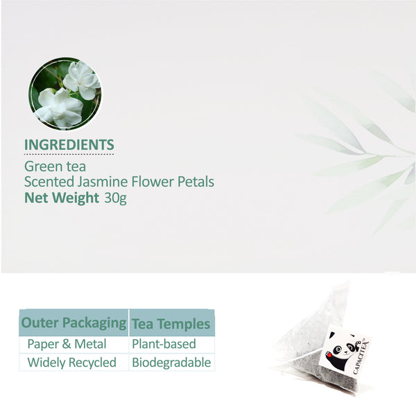Hot & Cold Brew Jasmine Green Tea 15 Pyramid Tea Bags – CAPACITEA